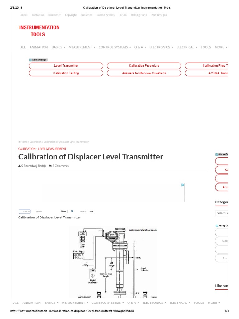 Calibration of Displacer Level Transmitter Instrumentation Tools | PDF ...