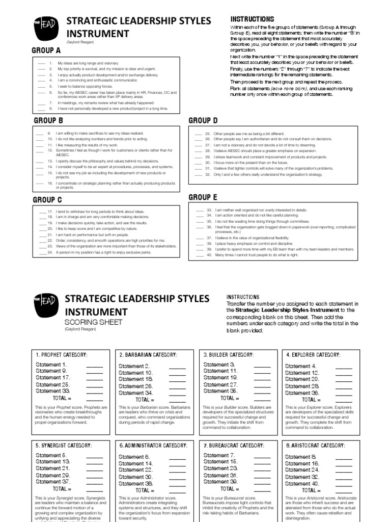 Strategic Leadership Styles Assessment | PDF | Leadership | Business