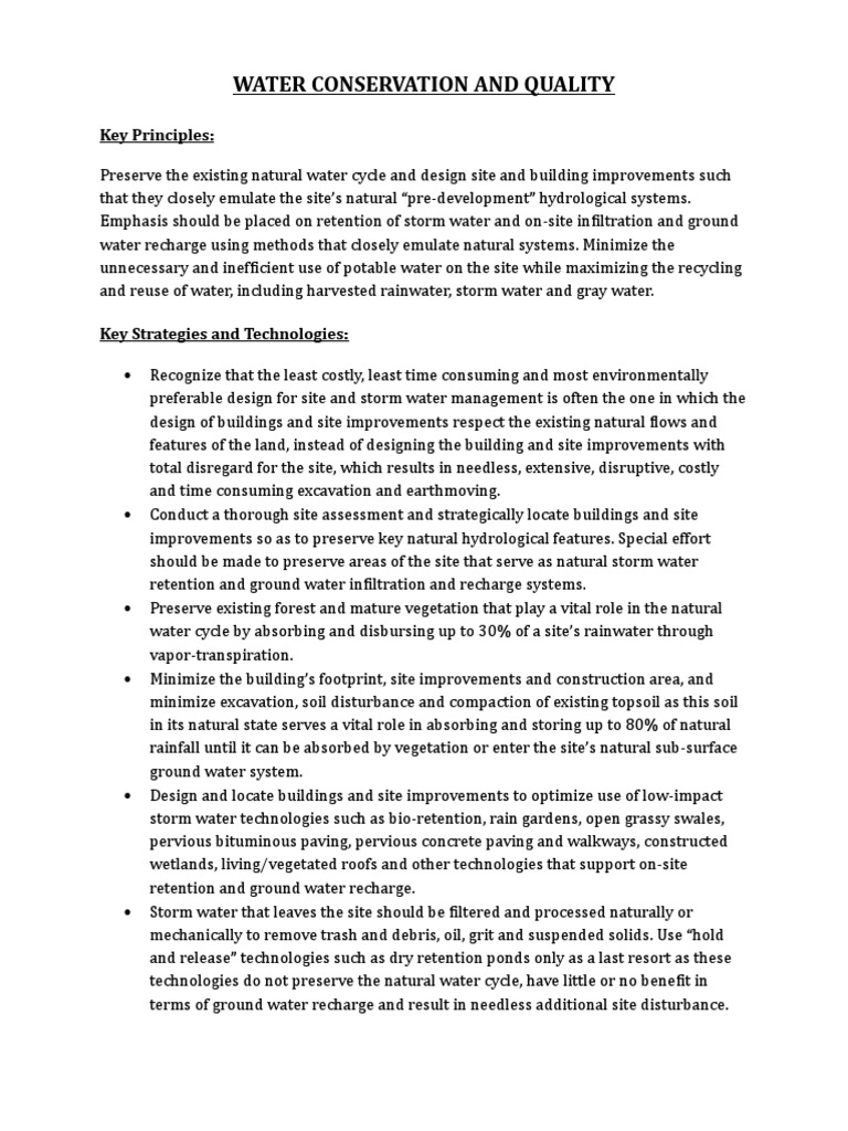 Water Conservation and Quality | PDF | Water Conservation | Stormwater