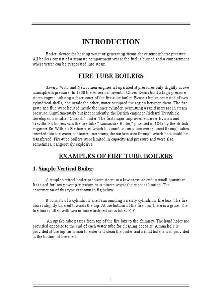 Fire Tube Boilers: 1. Simple Vertical Boiler | PDF | Steam Engine | Boiler