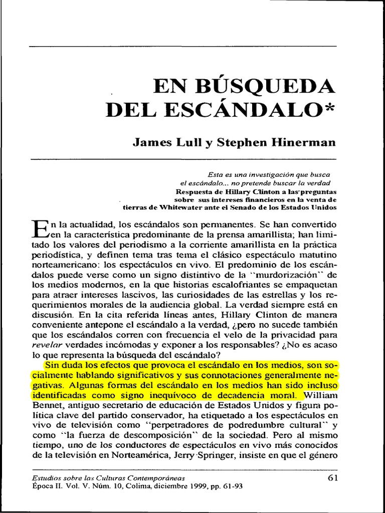 En búsqueda del escándalo. James Lull y Stephen Hinerman | PDF ...