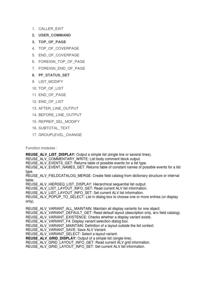 Alv Events Whole All Events | PDF | Parameter (Computer Programming) | Subroutine