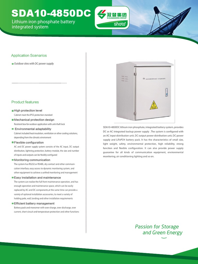 SDA10-4850DC Iron Lithium Battery Integrated System EN PDF | PDF ...