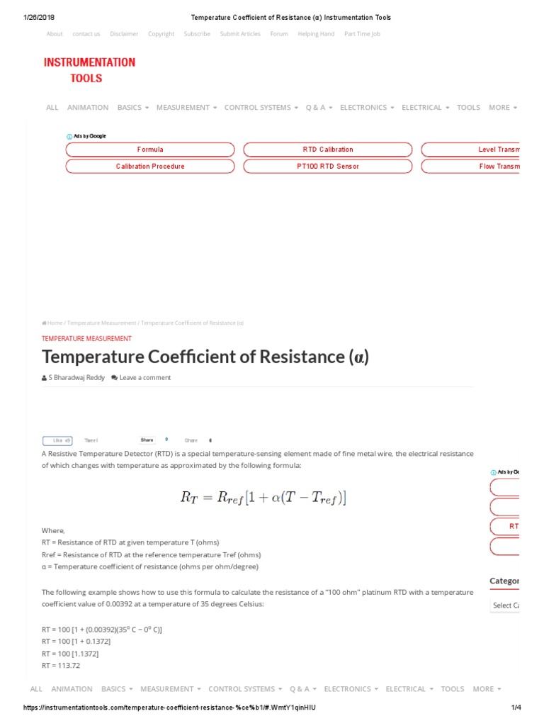 Temperature Coefficient of Resistance | PDF | Electrical Resistance And ...