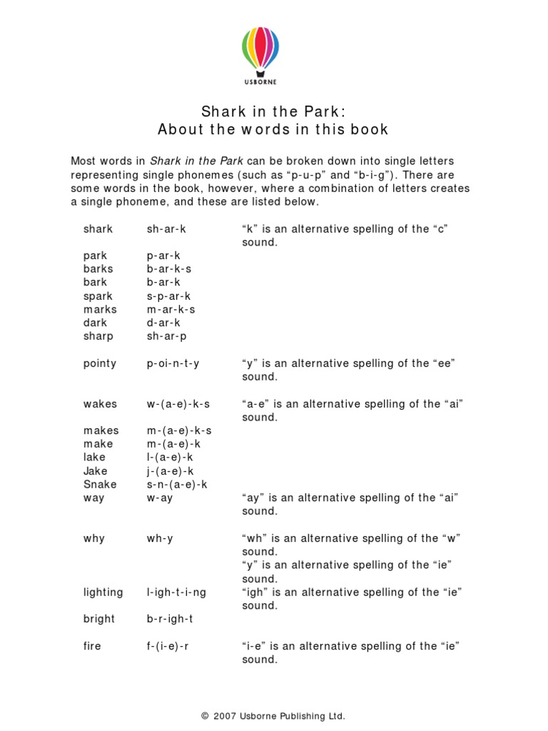 Shark in Park Phonics Reader | PDF | Philology | Language Arts & Discipline