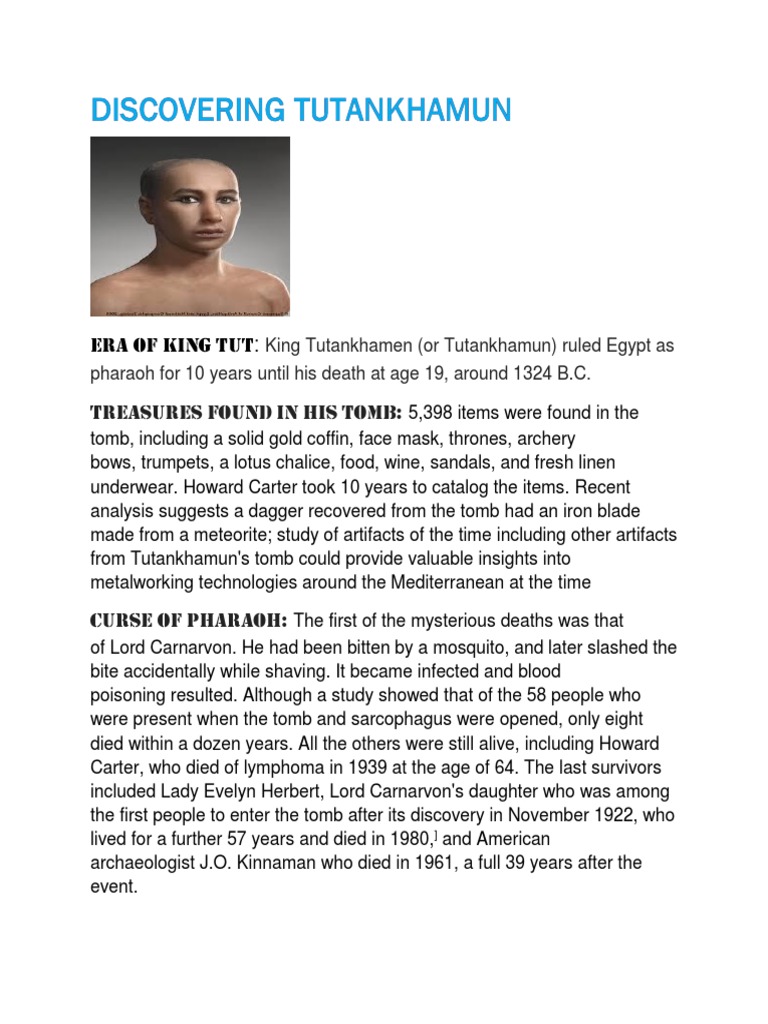 Discovering King Tut: Facts & Legacy | PDF | Social Science | Young Adult