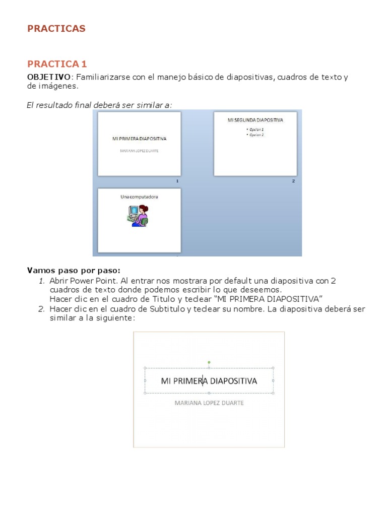 Practicas Power Point | PDF | Point and Click | Microsoft PowerPoint
