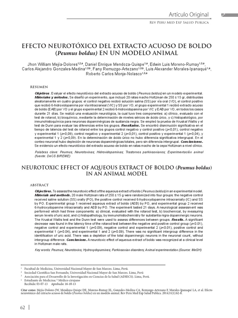 Efecto Neurotoxico Del Boldo en Un Modelo Experimental DR Carlos ...