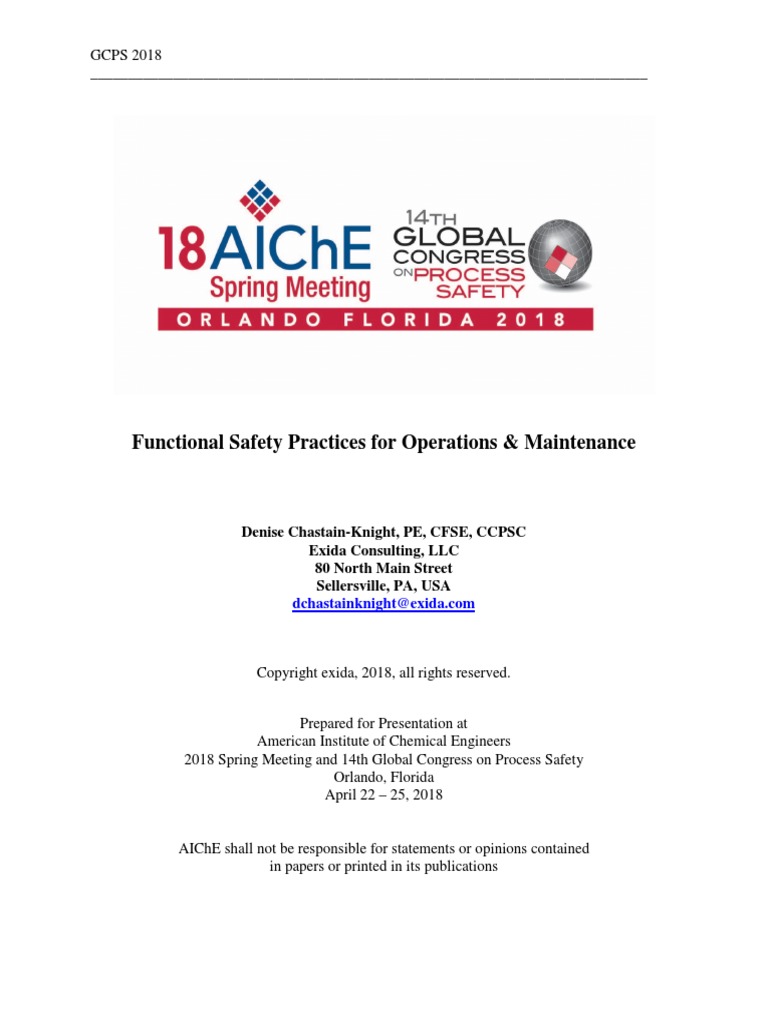 Functional Safety Practices For Operations | PDF | Reliability ...