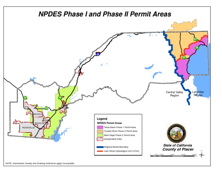 NPDES Phase I and Phase II Permit Areas: County of Placer | Download ...