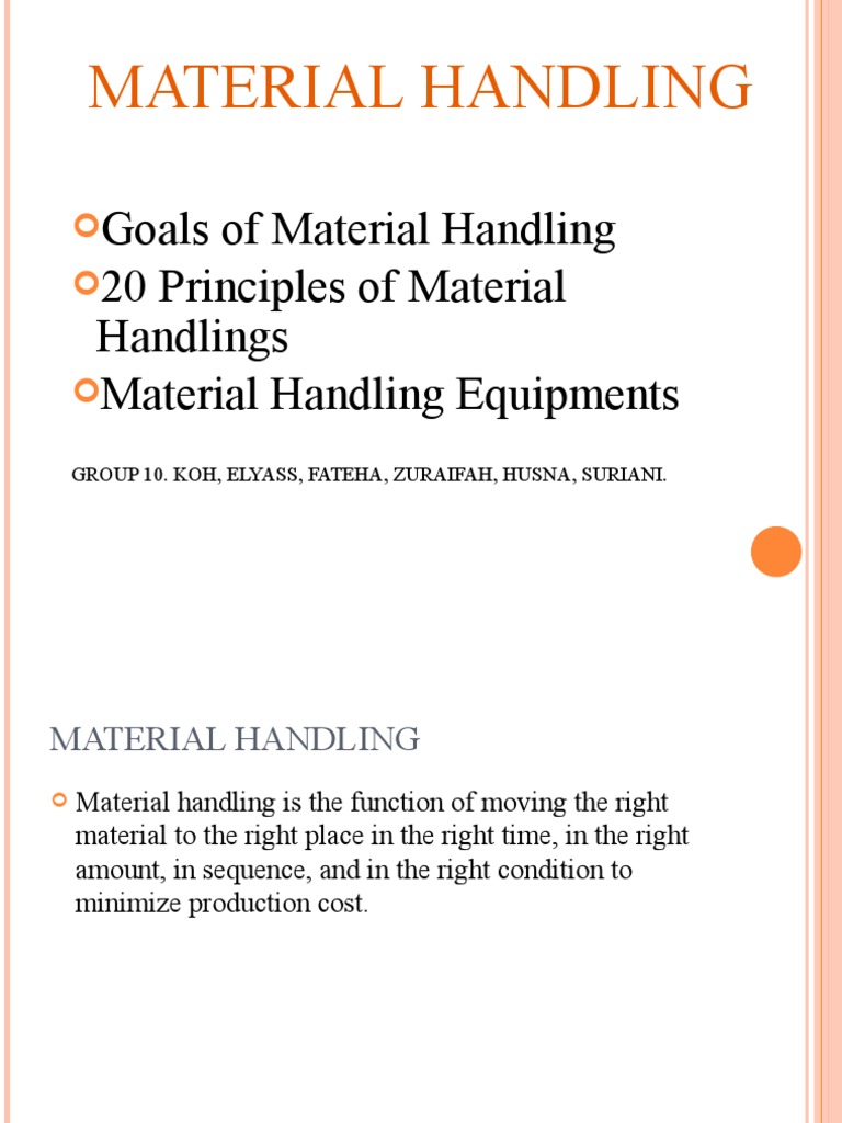 20 Principles of Material Handling | PDF | Manufactured Goods ...