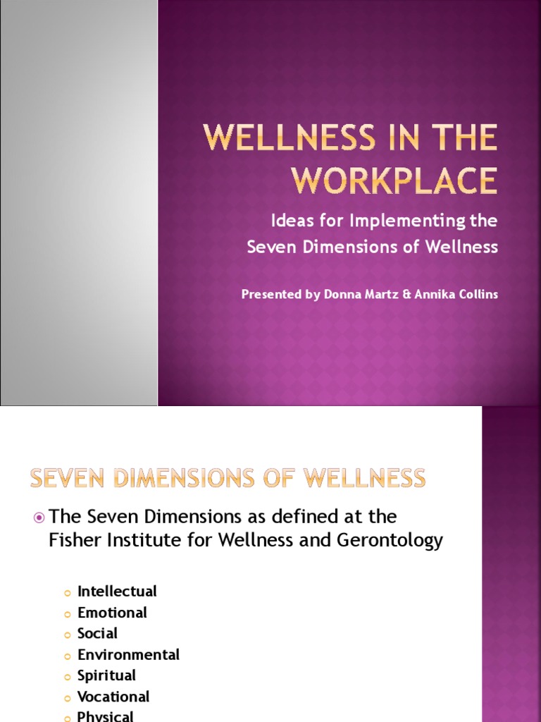 Ideas For Implementing The Seven Dimensions of Wellness: Presented by ...
