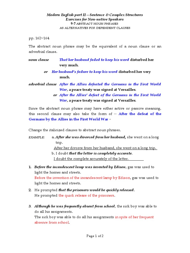 9-07 Abstract Noun Phrases As Alternatives For Dependent Clauses | PDF ...