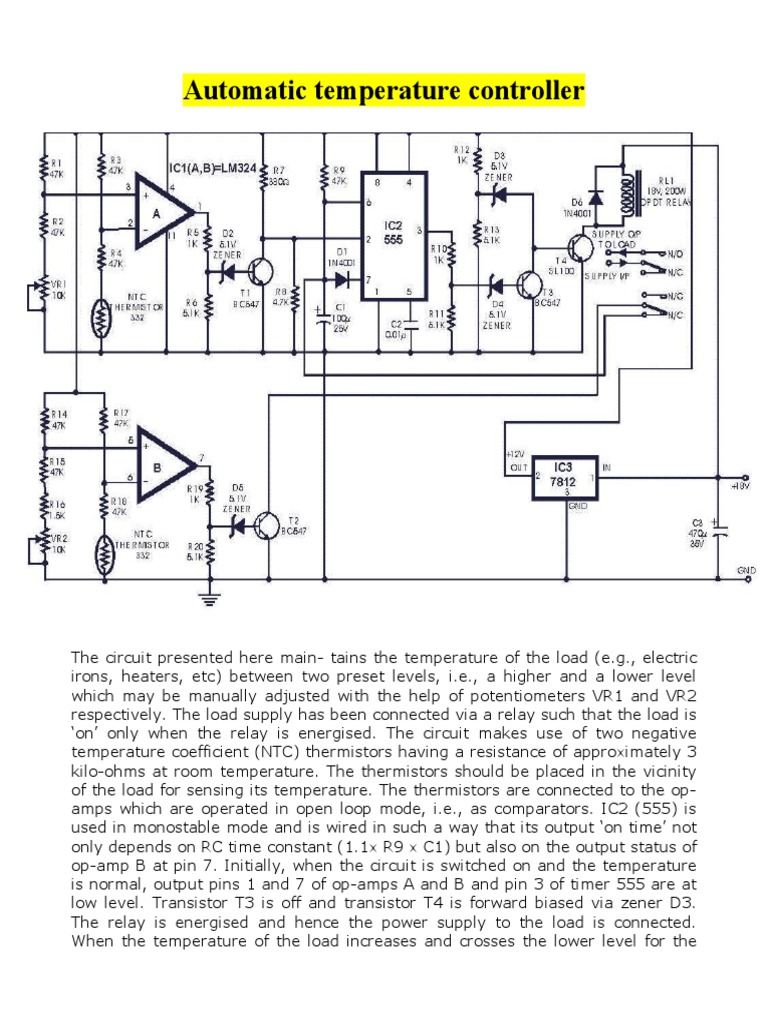 Automatic Temperature Controller | PDF | Operational Amplifier | Relay