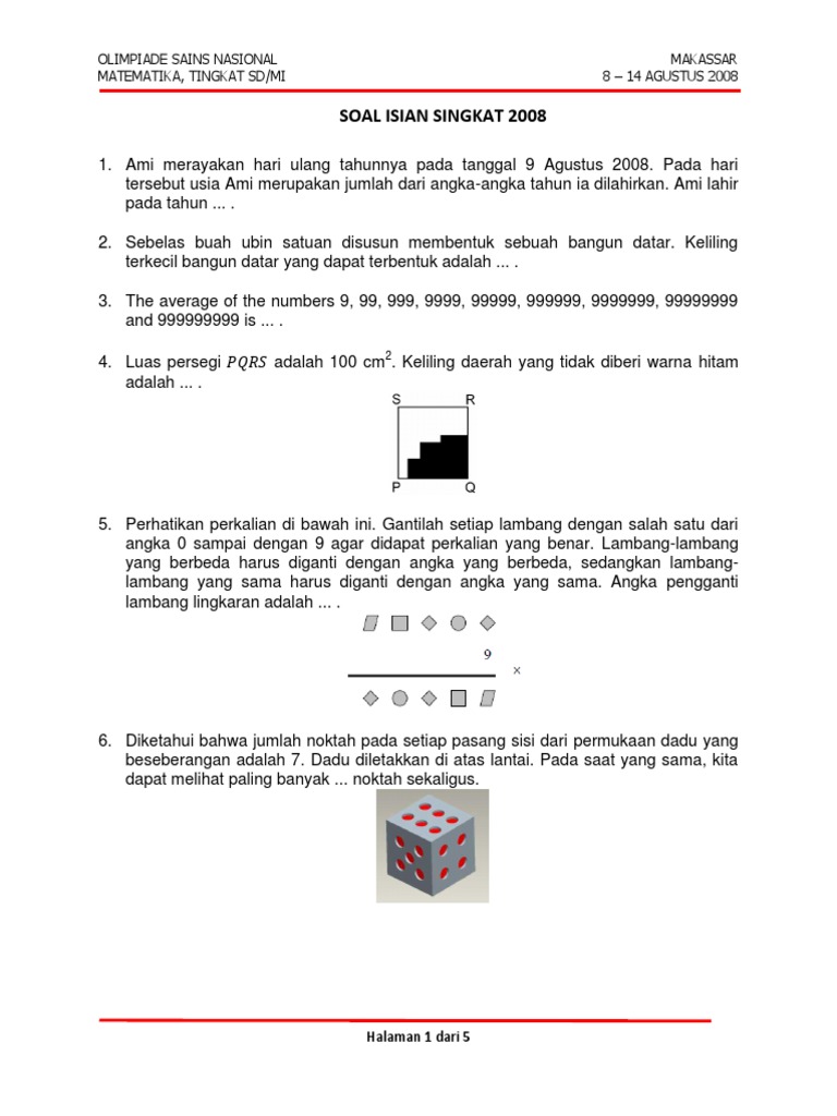 Soal Isian Singkat 2008 | PDF