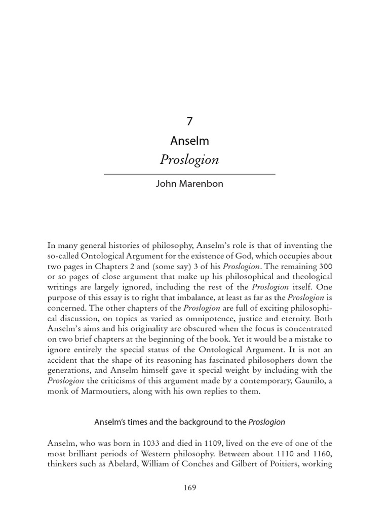 Proslogion: 7 Anselm | PDF | God | Existence