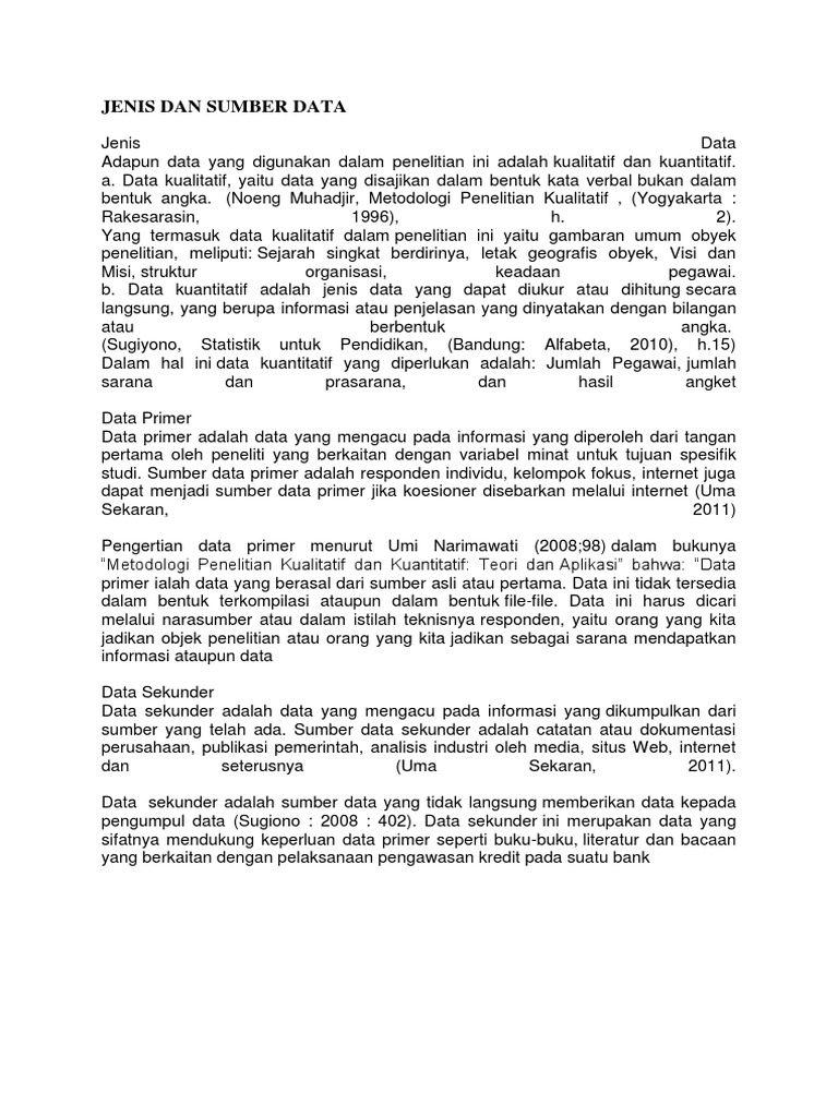 Jenis Dan Sumber Data | PDF