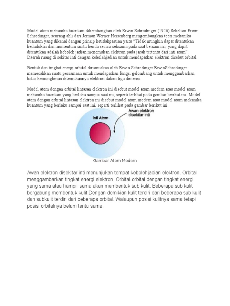 Model Atom Mekanika Kuantum Dikembangkan Oleh Erwin Schrodinger | PDF
