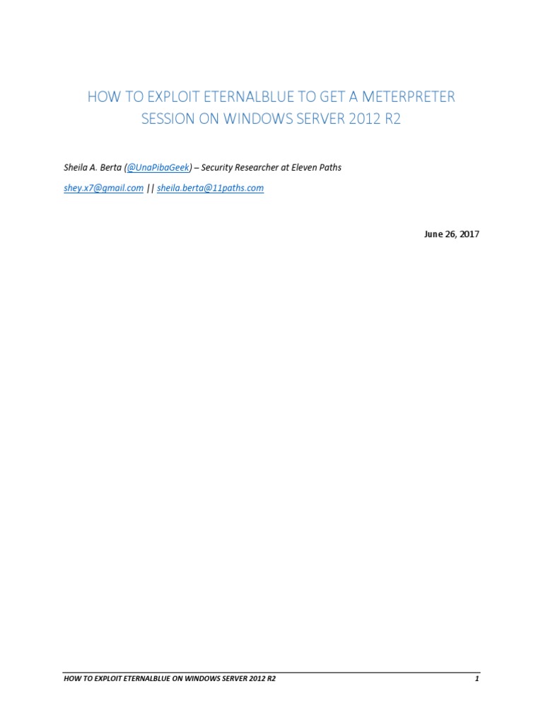 How To Exploit Eternalblue On Windows Server 2012 r2 | PDF | Linux ...