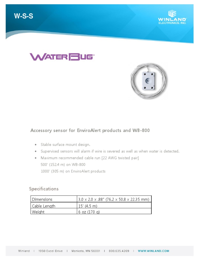 Accessory Sensor For Enviroalert Products and Wb-800: Specifications | PDF