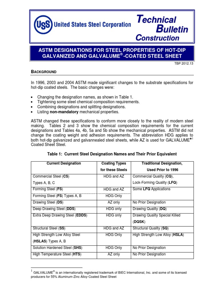 ASTM Designations For Steel Properties PDF | PDF | Ultimate Tensile ...