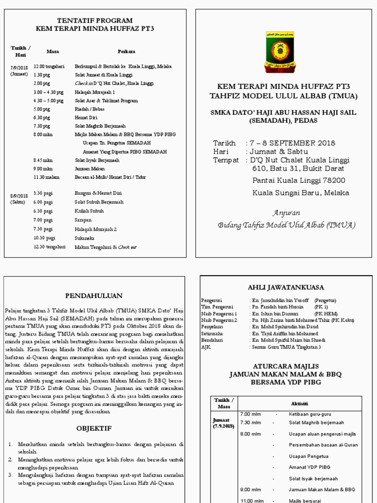 Brosur Kem Terapi Minda Huffaz | PDF