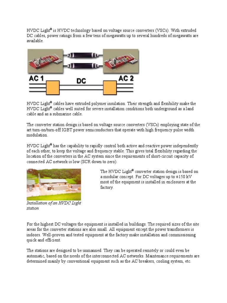 HVDC Light | PDF | High Voltage Direct Current | Electromagnetism