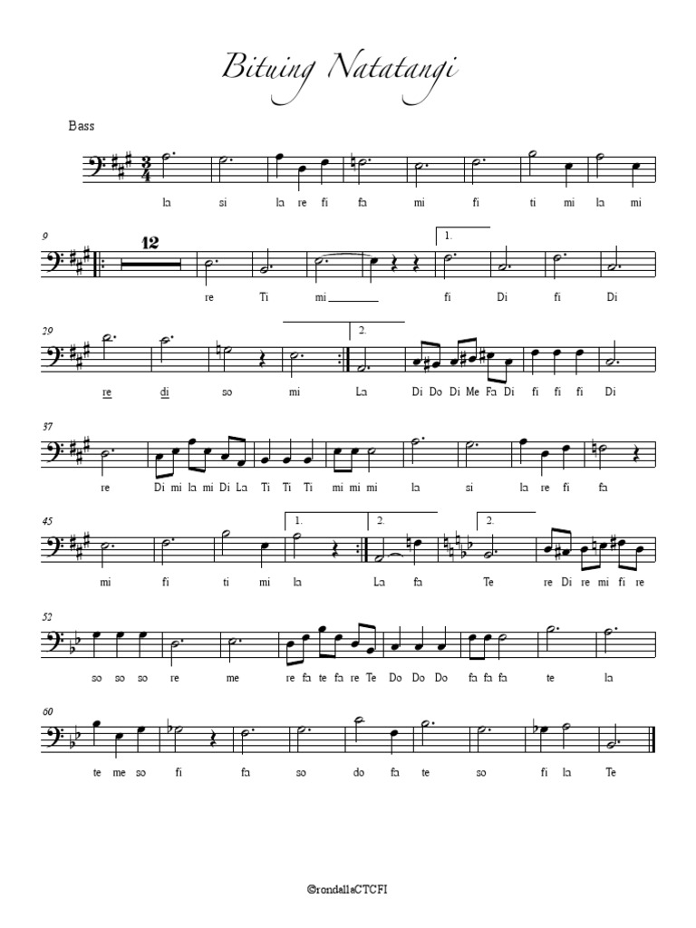 Bituing Natatangi - Bass | PDF