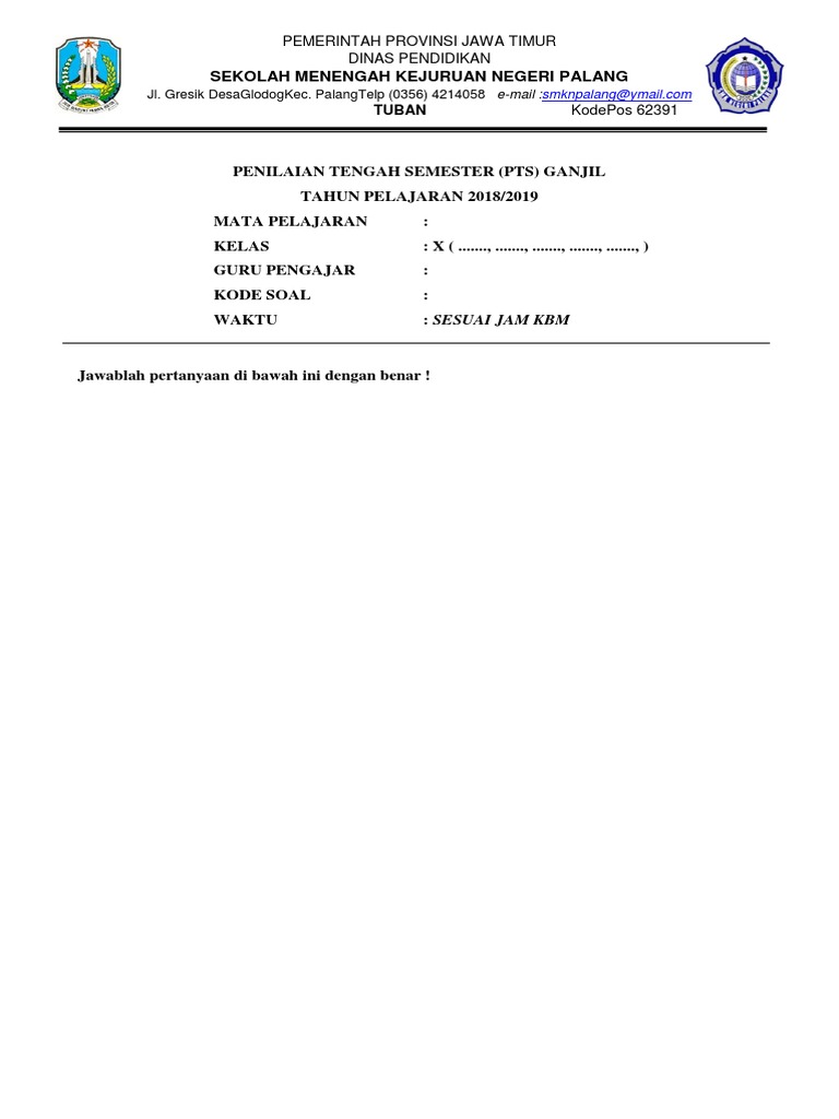 Kop Soal PTS (X) | PDF