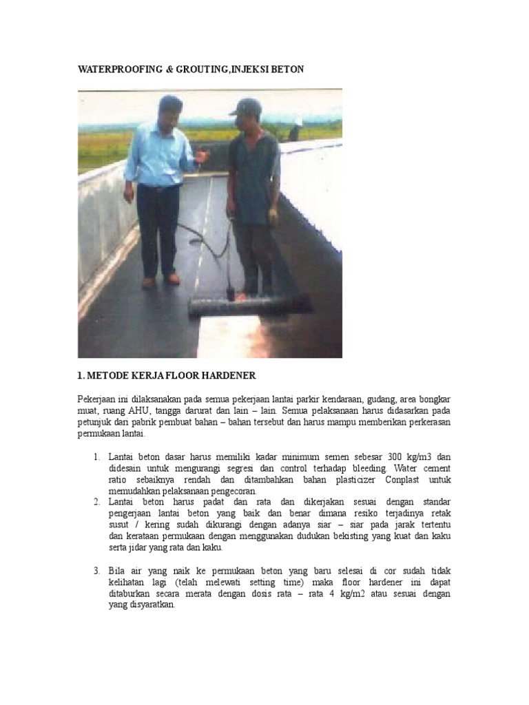 Metode Kerja Floor Hardener | PDF