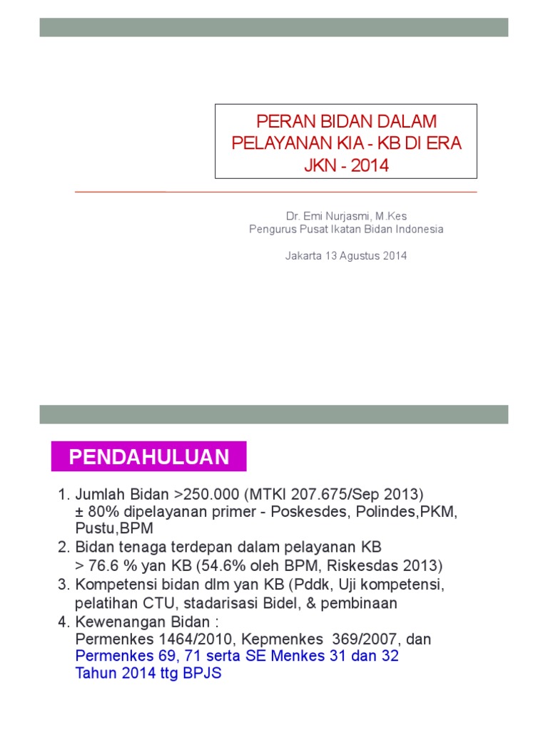 Peran Bidan Dalam Pelayanan KB Di Era Sistem JKN PDF | PDF ...