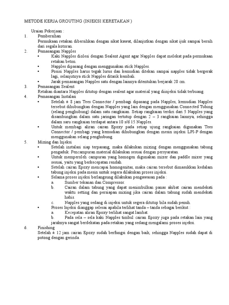 Metode Grouting (Injeksi) | PDF