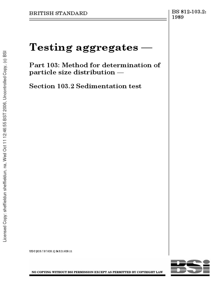 BS 812-103 2 - Testing Aggregates - Sedimentation Test PDF | PDF ...