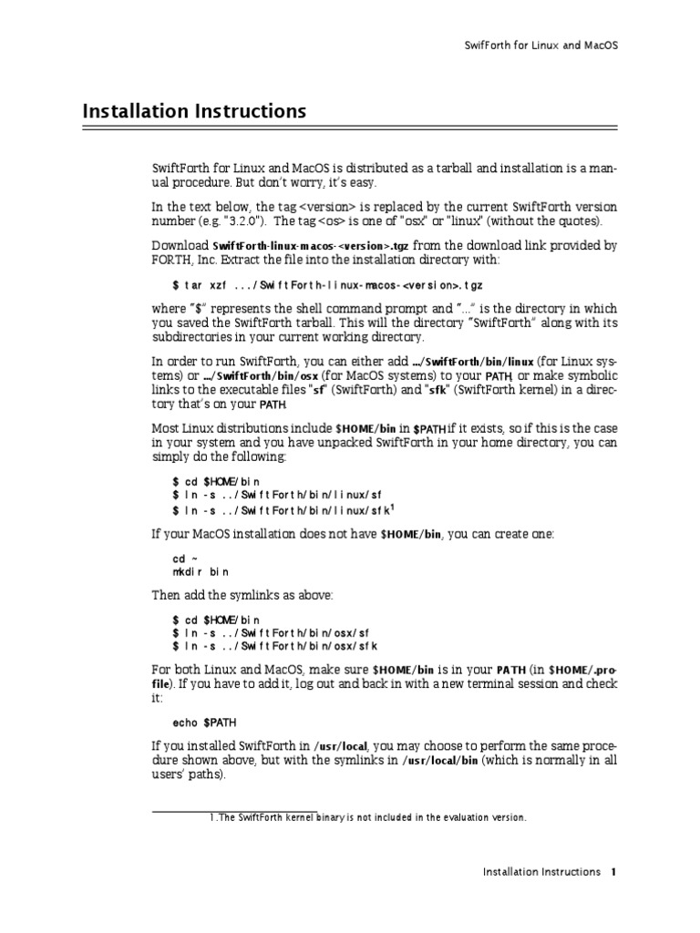 A Step-by-Step Guide to Installing SwiftForth for Linux and MacOS | PDF | Directory (Computing ...