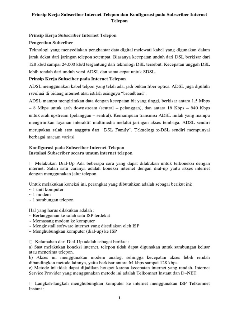 Prinsip Kerja Subscriber Internet Telepon Dan Konfigurasi Pada ...