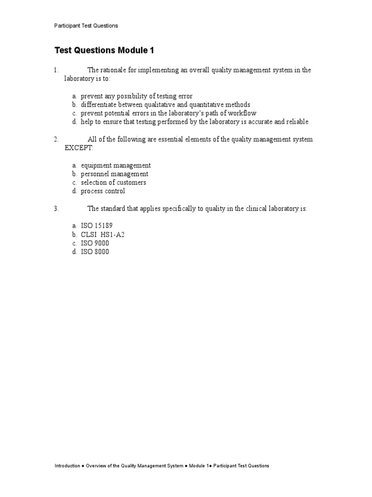 Lab Quality Management Quiz | PDF | Business