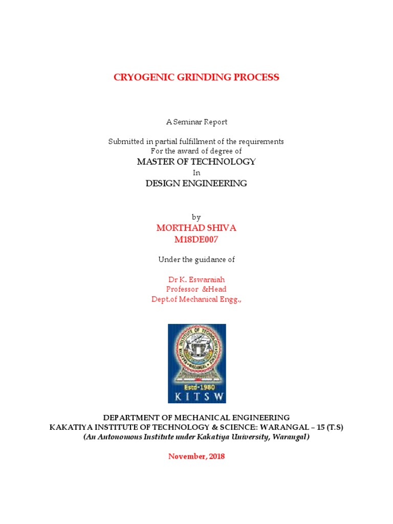 Cryogenic Grinding Process Overview | PDF | Cryogenics | Mill (Grinding)
