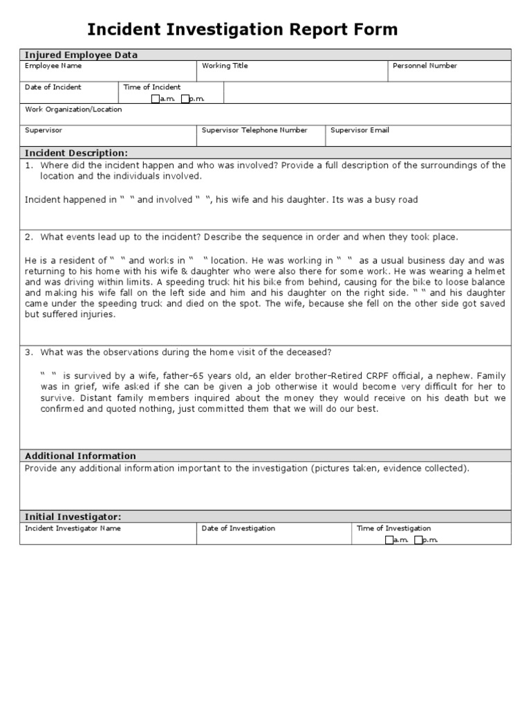 Accident Investigation Report | PDF