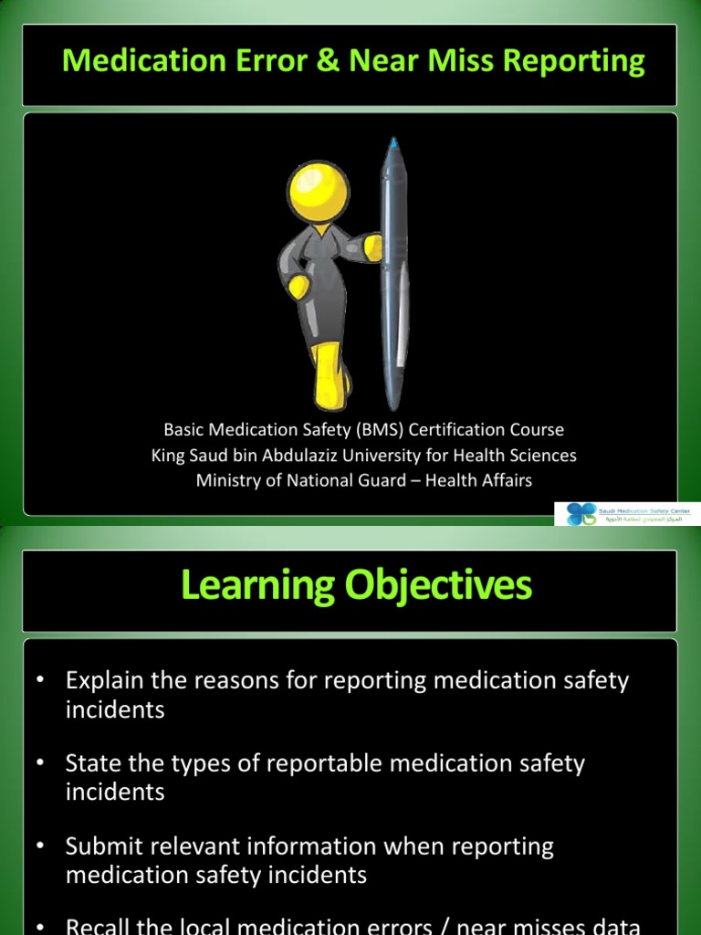 Medication Error & Near Miss Reporting | PDF | Medical Error | Safety