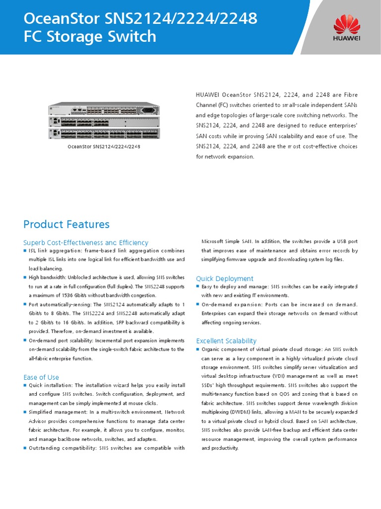 Huawei OceanStor SNS2124 2224 and 2248 Data Sheet | PDF | Network ...