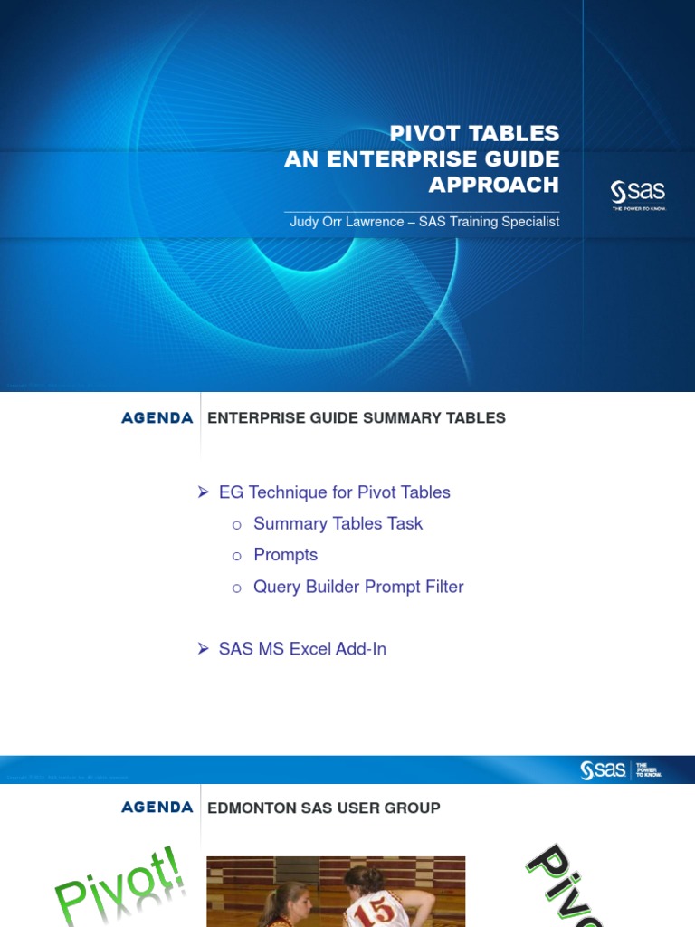 Pivot Tables An Enterprise Guide Approach: Judy Orr Lawrence - SAS ...