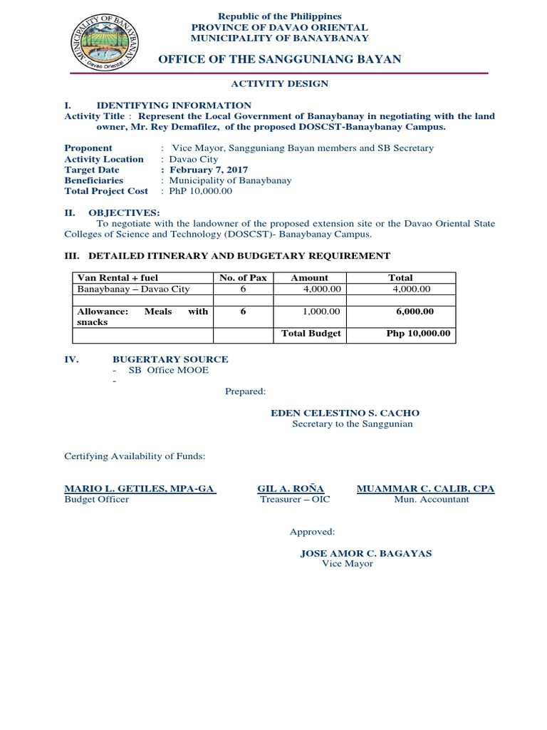Sample Activity Design | PDF | Metro Manila | Local Government