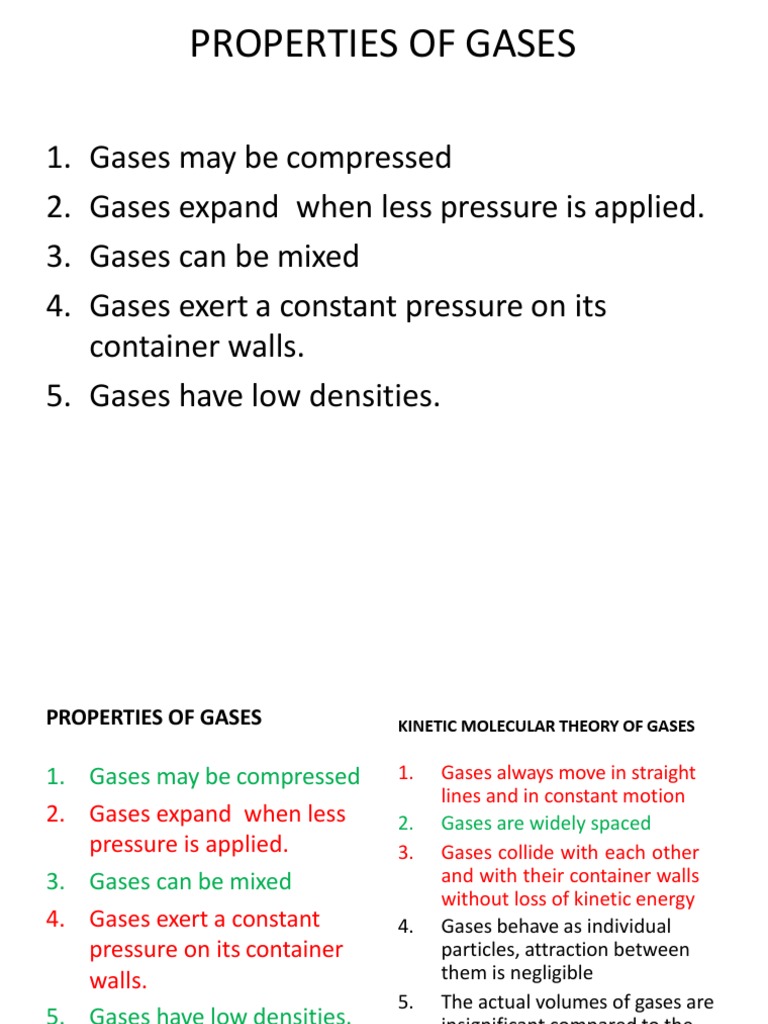 Properties of Gases | PDF | Gases | Pressure