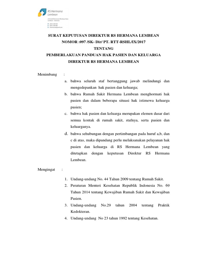 SK Pemberlakuan Panduan HPK | PDF