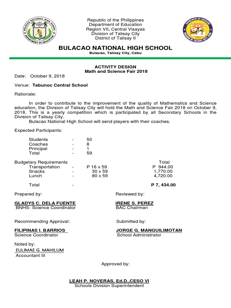 Activity Design Math & Science Fair SY17 18 | PDF