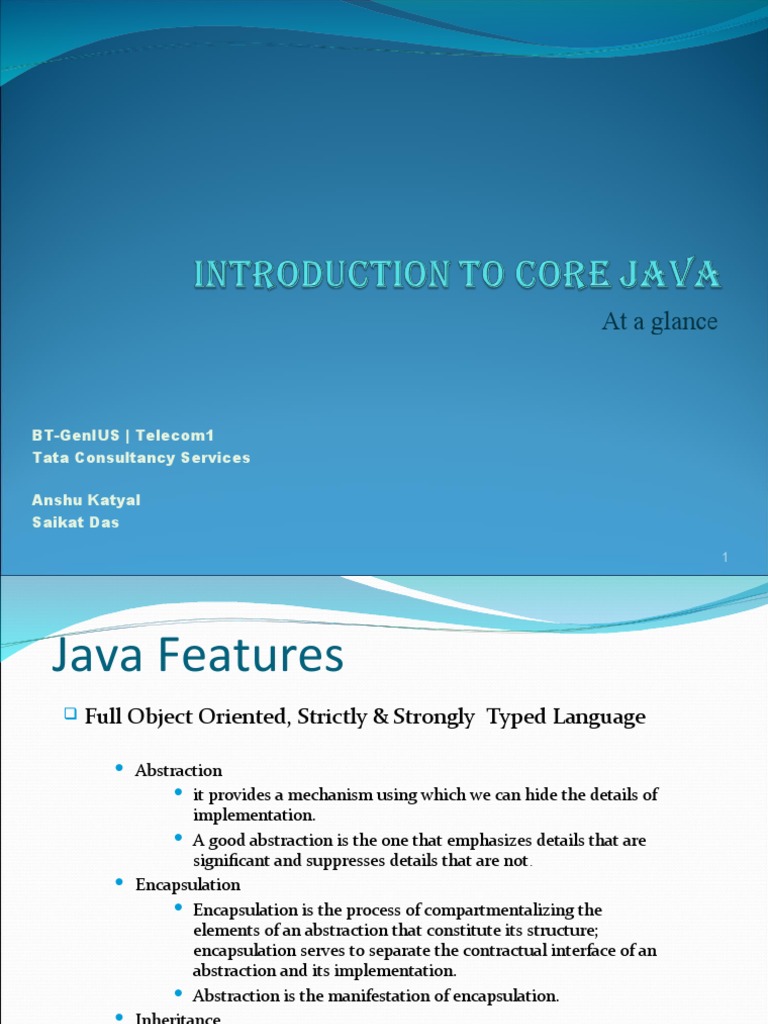 Introduction To Core Java (At A Glance) | PDF | Inheritance (Object Oriented Programming ...