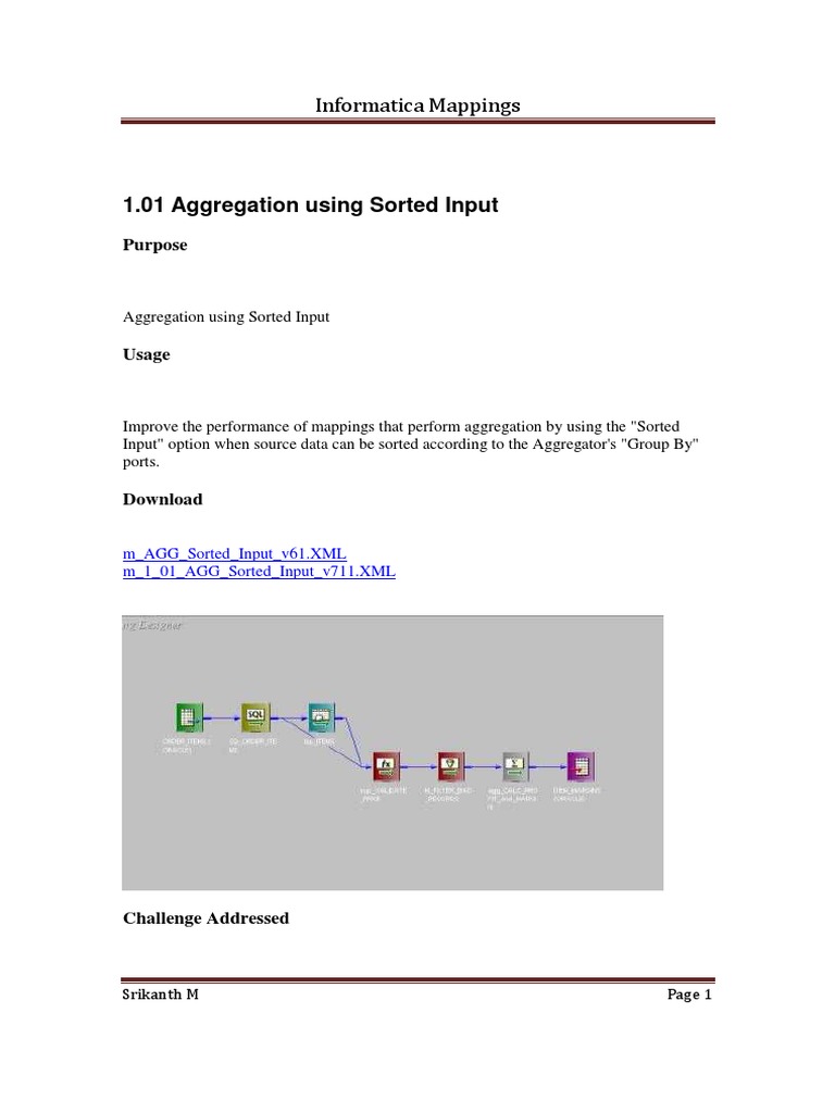 1.01 Aggregation Using Sorted Input: Informatica Mappings | PDF | Xml | Relational Database