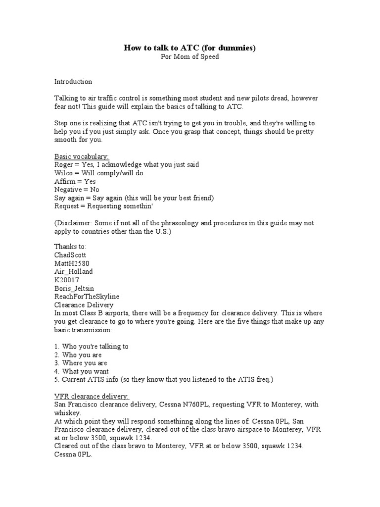 How To Talk To ATC | PDF | Instrument Flight Rules | Transponder ...