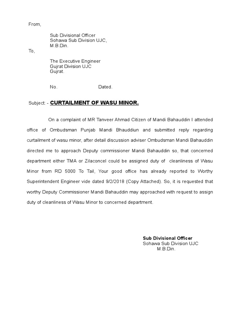 Curtailment of Wasu Minor.: Sub Divisional Officer | PDF