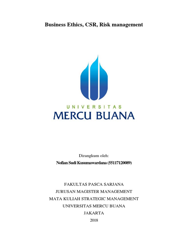 10, SM, Nofian Sudi K, Hapzi Ali, Business Ethics, CSR, Risk Management | PDF